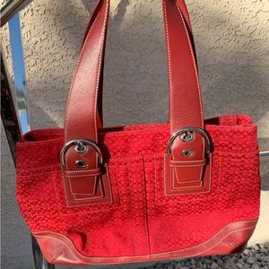 Coach | Bags | Rare Coach Red Large Signature Business Tote | Poshmark